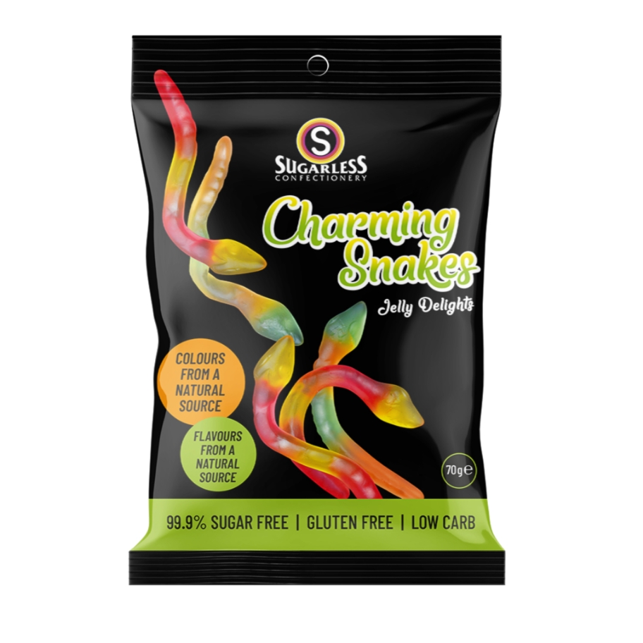 Sugarless Charming Snakes 70g - Wicked Sweets & Lollies