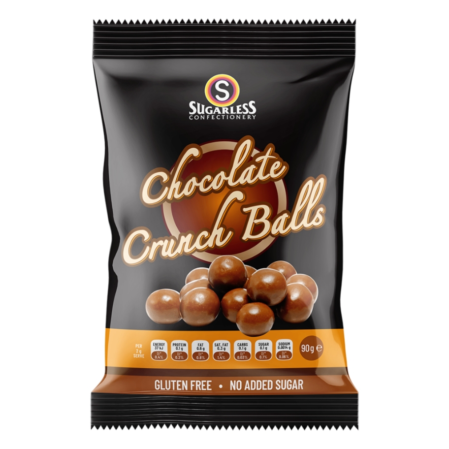 Sugarless Chocolate Crunch Balls 90g - Wicked Sweets & Lollies