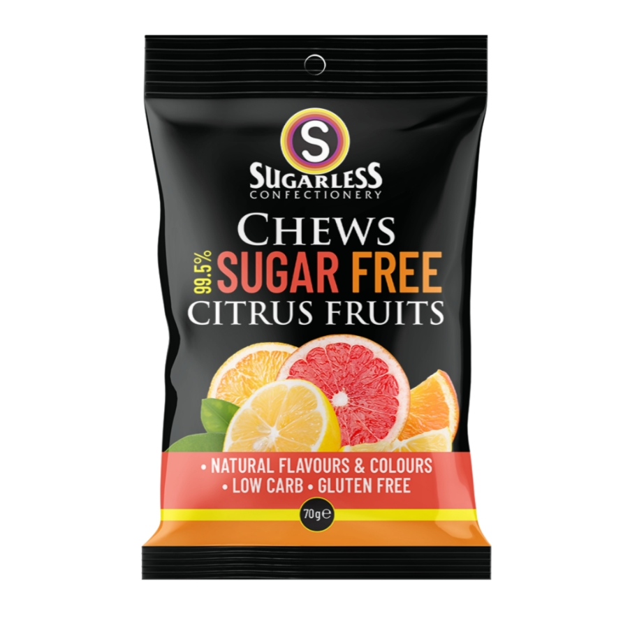Sugarless Chews Citrus Fruits 70g - Wicked Sweets & Lollies