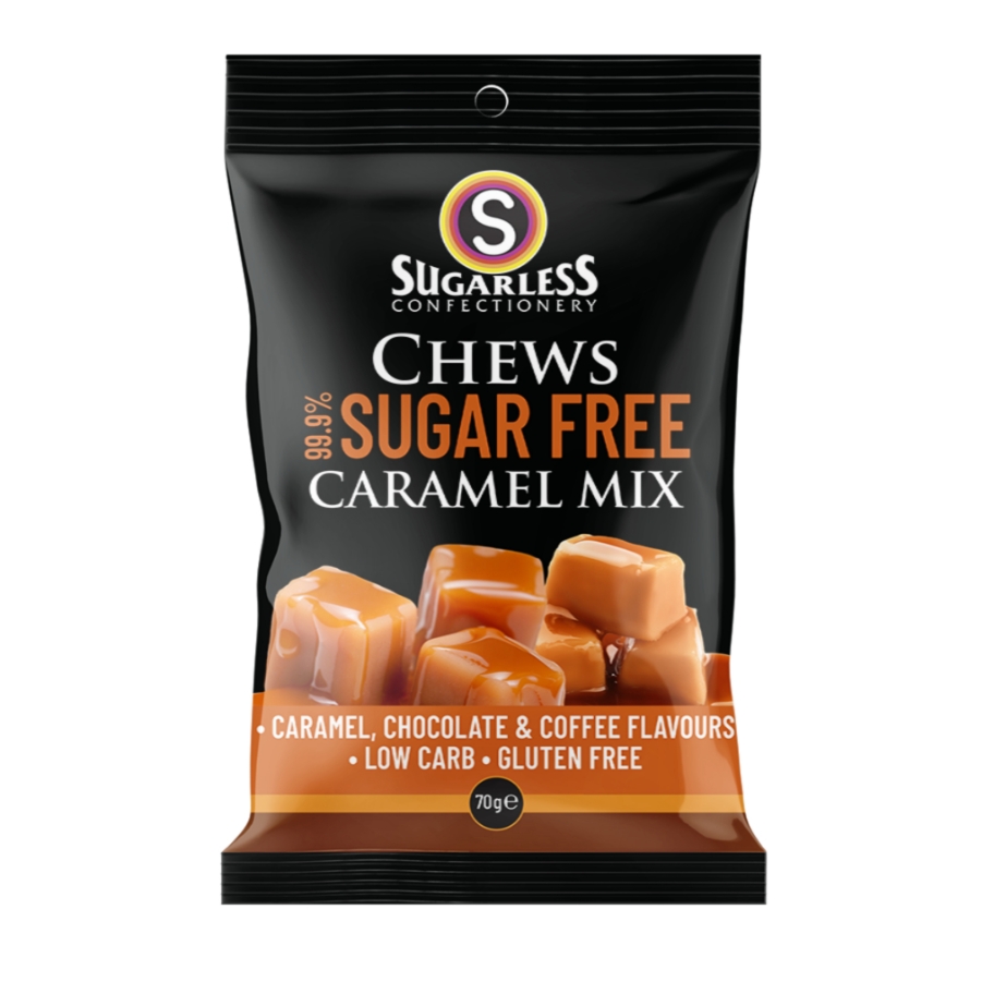 Sugarless Chews Caramel Mix 70g - Wicked Sweets & Lollies