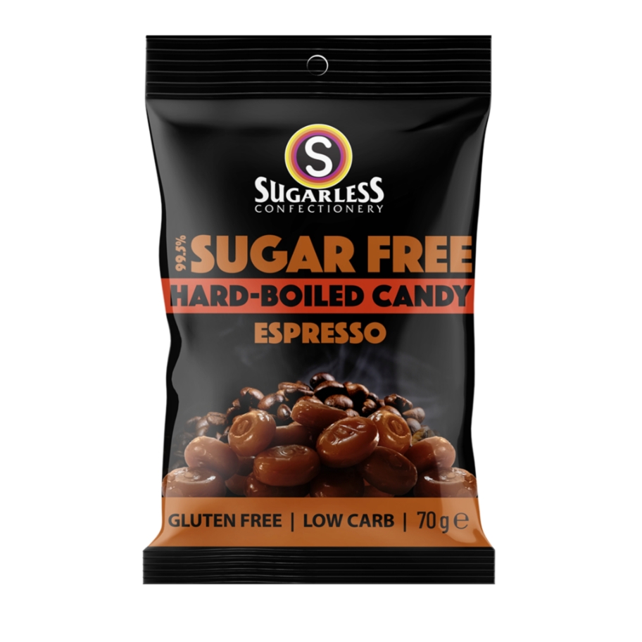 Sugarless Espresso Hard Boiled Candy 70g - Wicked Sweets & Lollies
