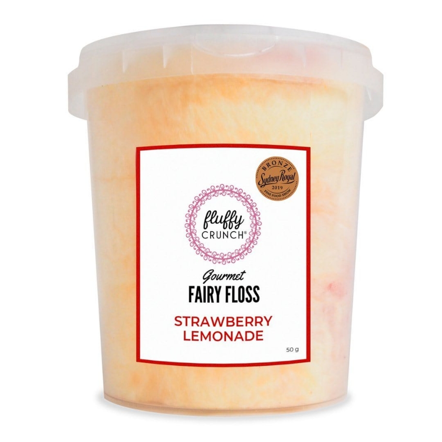 Fluffy Crunch Fairy Floss Strawberry Lemonade 50g - Wicked Sweets & Lollies